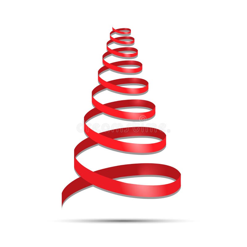Red Christmas Tree in the Form of a Spiral. Vector Illustration Stock ...