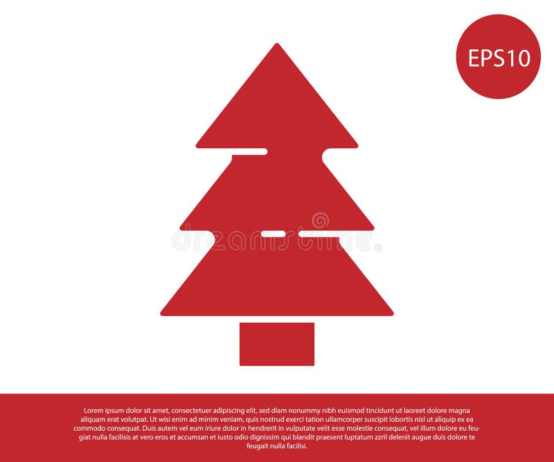 Red Christmas Tree Icon Isolated on White Background. Merry Christmas ...