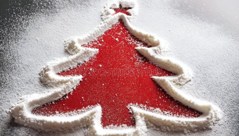 Red Christmas Tree Painted on Snow Surface Stock Illustration ...