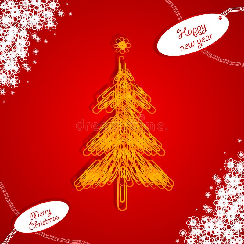 Red Christmas Tree Paper Clip Stock Vector - Illustration of silver ...