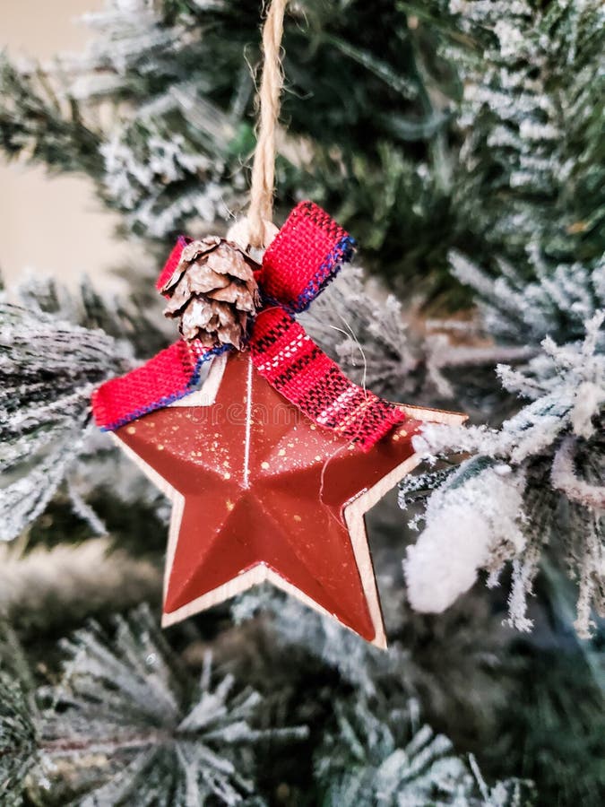Red Christmas Tree Star Ornament Stock Photo - Image of star, ornament ...