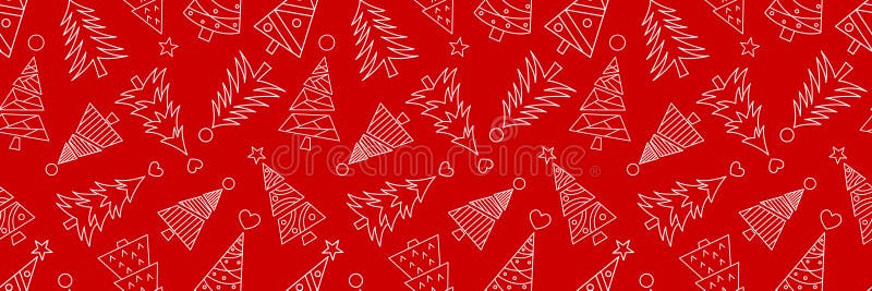Red Christmas Tree Vector Abstract Repeat Pattern, Seamless Banner ...