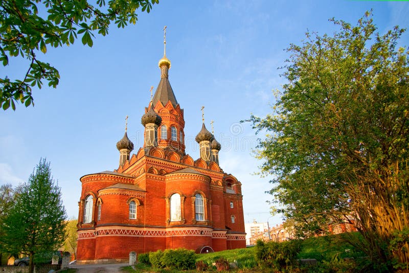 Red church stock photo. Image of ancient, bryansk, decorated - 14759230