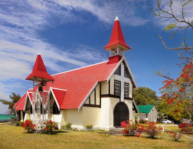 Red Church Mauritius Island Stock Photo - Image of church, island ...