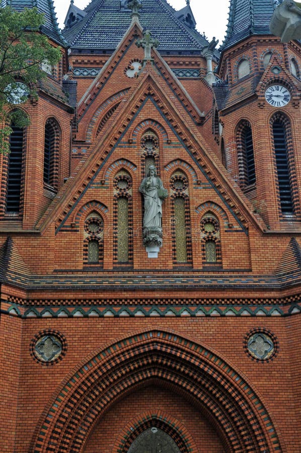 Red Church in Postorna stock image. Image of brickwall - 43926679