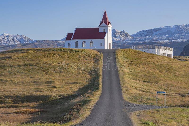 Red church in Iceland stock photo. Image of natural - 362452092