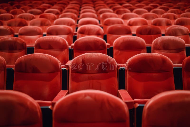 Red Cinema Seats Viewed from the Front. Stock Image - Image of elegant ...