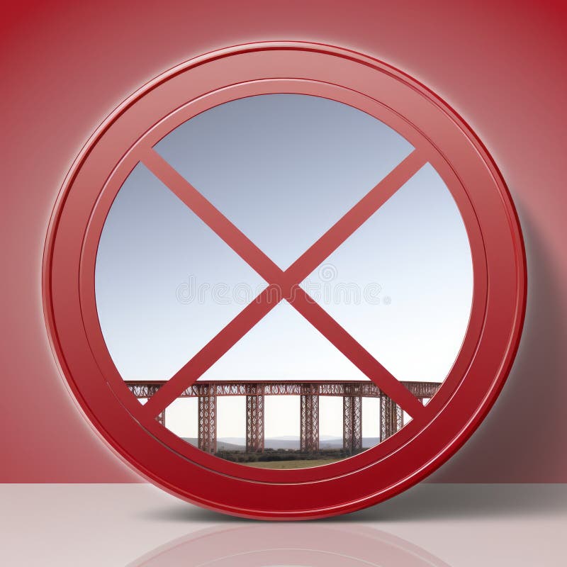 A Red Circle with a Bridge in the Middle and a Sign that Says No ...