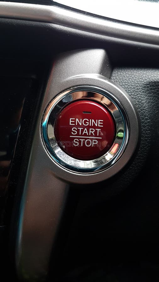 Red Circle Button Controller of Engine Start and Stop of Hi-tech Car ...