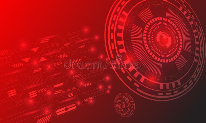 Red Circle Circuit Networking High Tech Technology Abstract Background ...