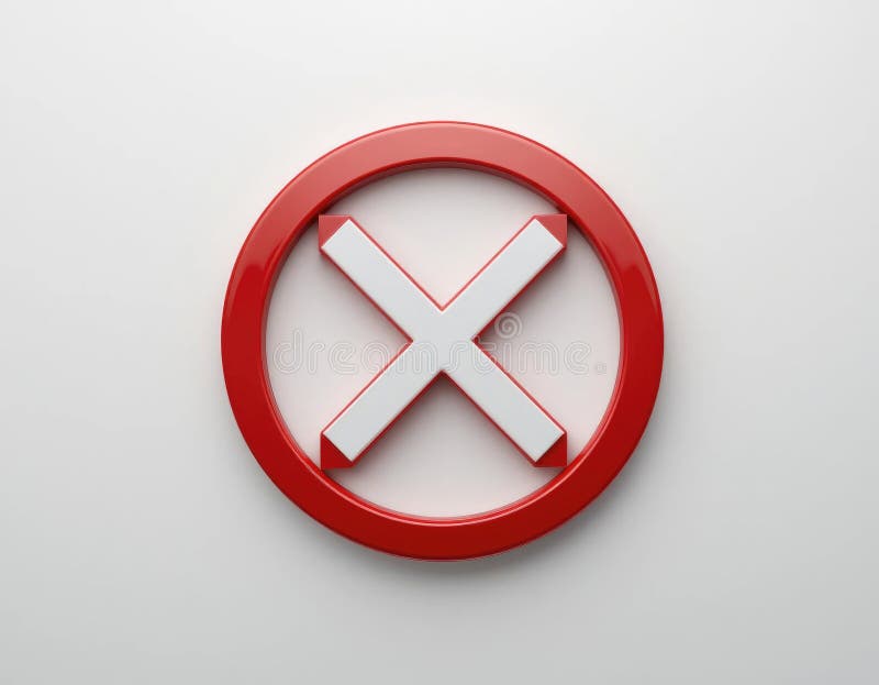Red Circle with Cross Mark on Plain White Background Symbolizing ...