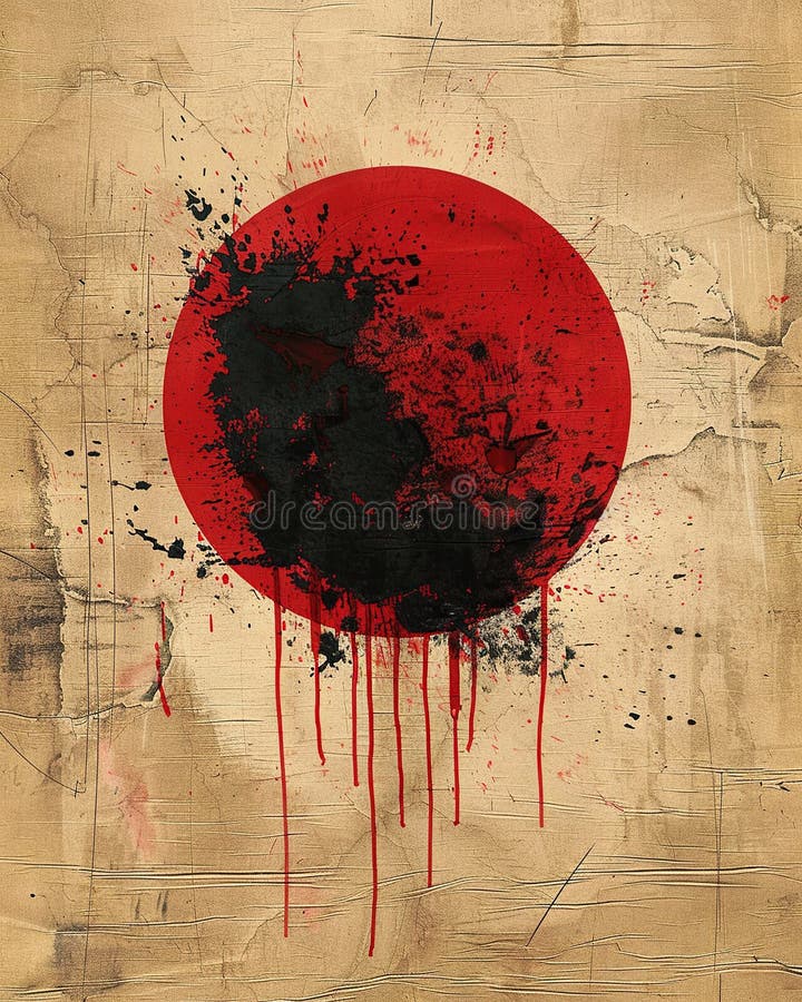 Red Circle Drawing in Ink with Dripping Paint. Ai Generative Stock ...