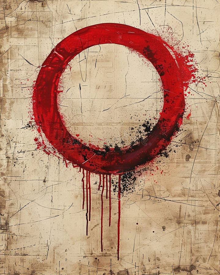 Red Circle Drawing in Ink with Dripping Paint. Ai Generative Stock ...
