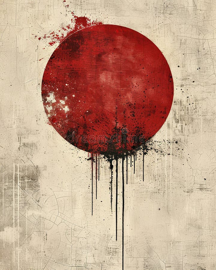 Red Circle Drawing in Ink with Dripping Paint. Ai Generative Stock ...