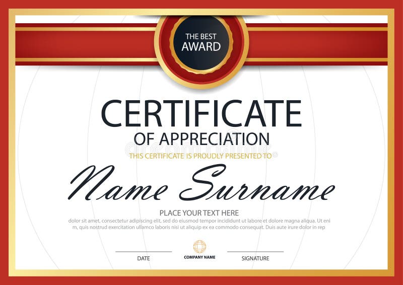 Red Circle Elegance Horizontal Certificate with Vector Illustration ...