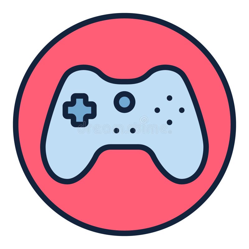 Red Circle with Game Controller Vector Gamepad Colored Icon or Sign ...