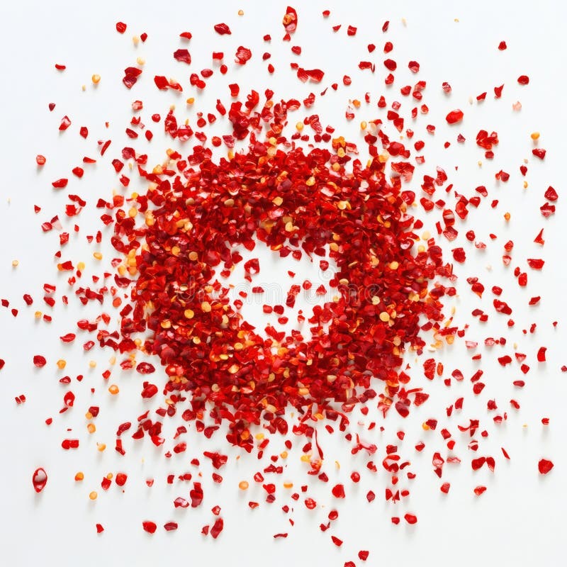 A Red Circle Made of Red Pepper Flakes Stock Image - Image of blink ...