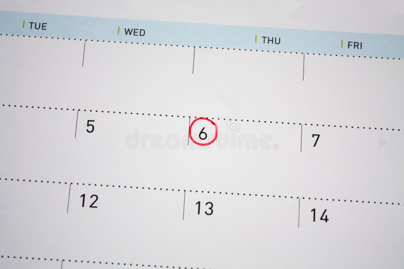 Red Circle Mark on Calendar Stock Image - Image of date, holiday: 96820217