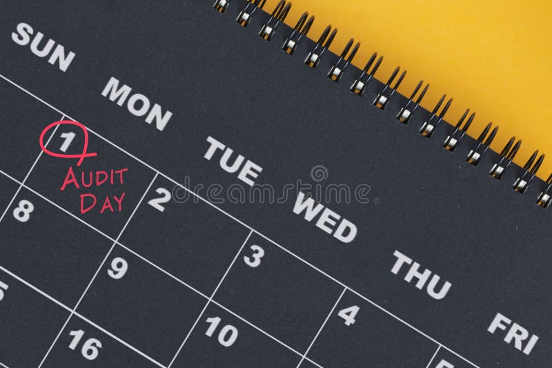 Red Circle Mark on the Calendar at 1 for Reminder of Audit Day. Stock ...