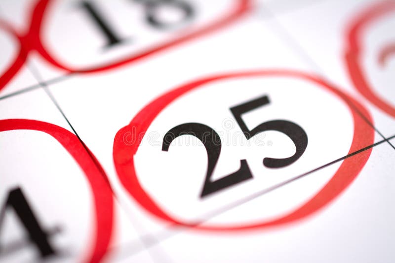 Red Circle Marked with Pen on a Calendar Sheet Stock Photo - Image of ...