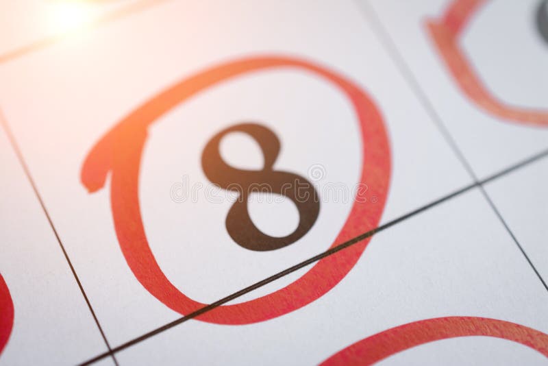 Red Circle Marked with Pen on a Calendar Sheet Stock Image - Image of ...