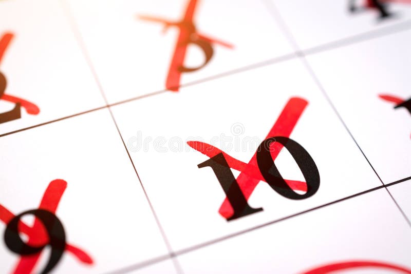 Red Circle Marked with Pen on a Calendar Sheet Stock Photo - Image of ...