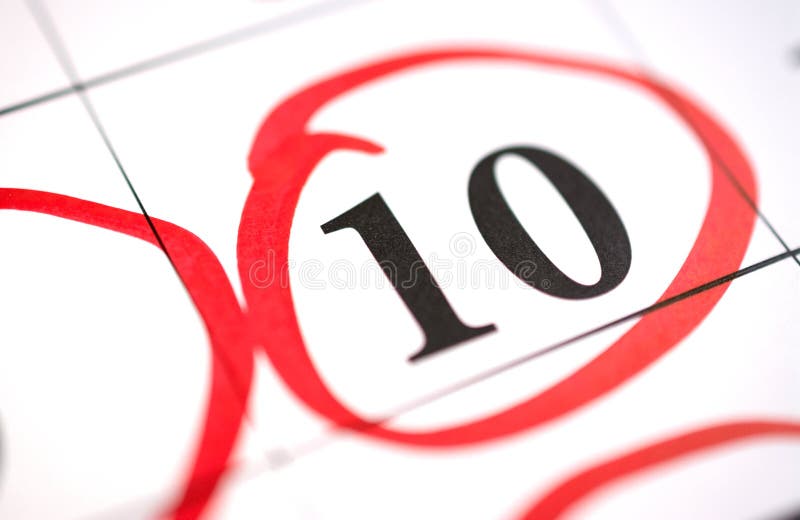 Red Circle Marked with Pen on a Calendar Sheet Stock Photo - Image of ...