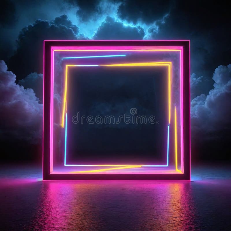 Red Circle Neon Background with Cylinder Platform Suitable for Product ...