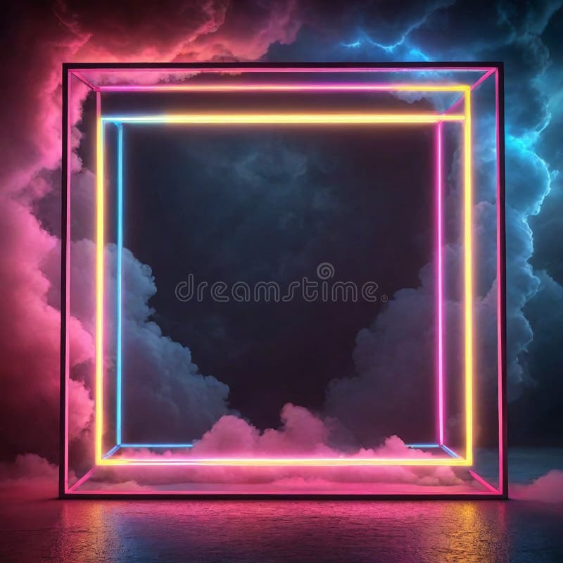 Red Circle Neon Background with Cylinder Platform Suitable for Product ...