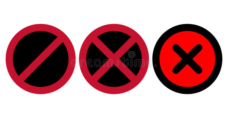 Red Circle Prohibition Signs with Black X S. Stock Vector ...
