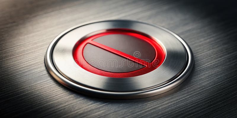Red Circle Prohibition Symbol on a Push Button Conceptual Photography ...