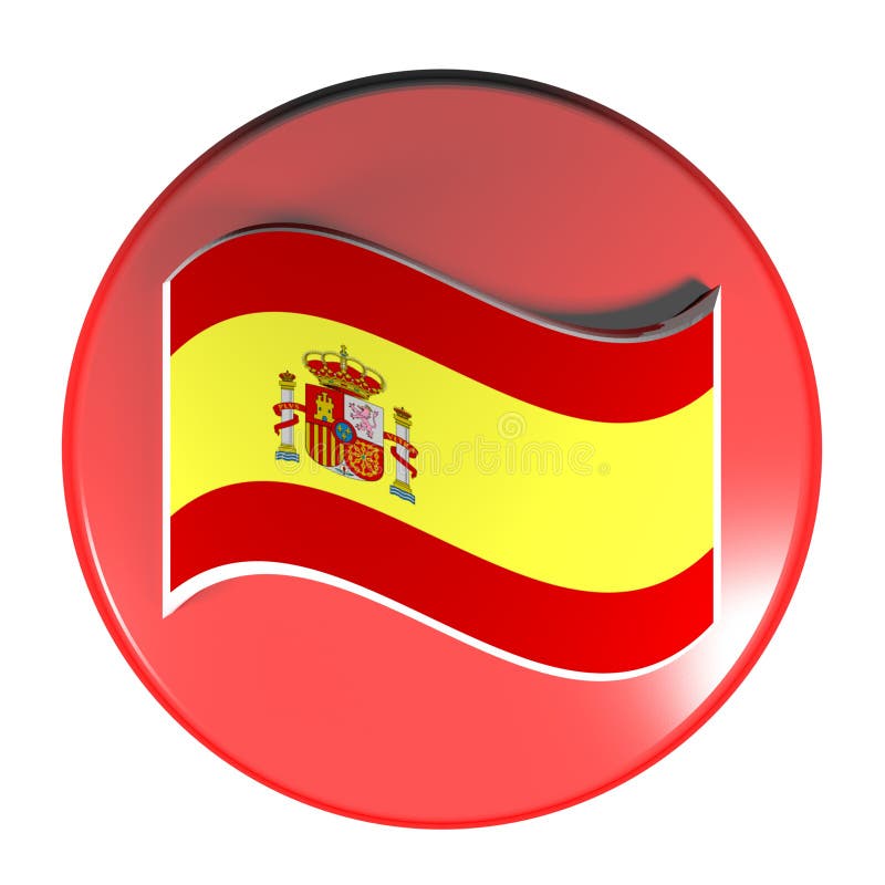 Red Circle Push Button Spanish Flag - 3D Rendering Illustration Stock ...