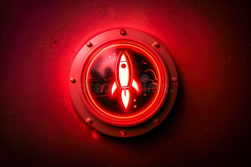 A Red Circle with a Rocket on it Stock Image - Image of virtual ...