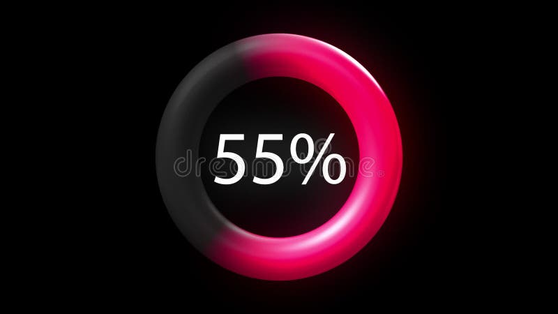 Red Circle Shows 55 Percent, Percentage, Alpha Channel Stock Footage ...