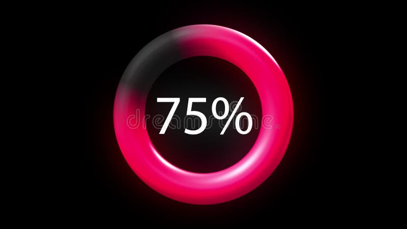 Red Circle Shows 75 Percent, Percentage, Alpha Channel Stock Video ...