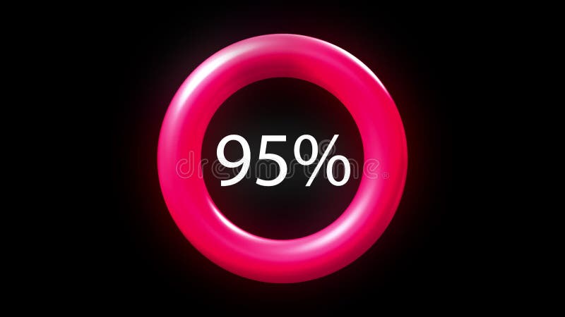 Red Circle Shows 95 Percent, Percentage, Alpha Channel Stock Footage ...