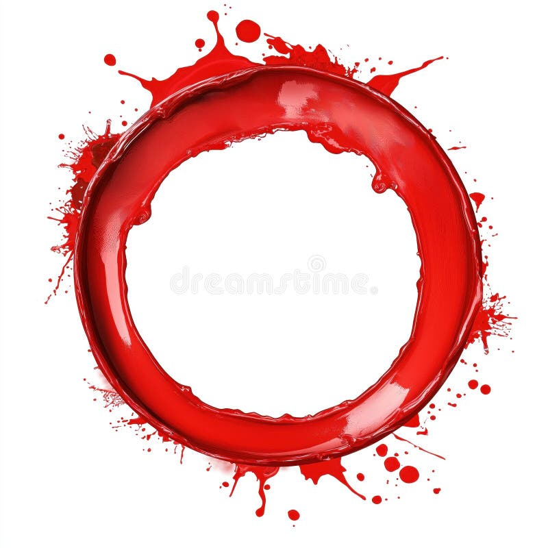 Red Circle, Slightly Tilted, with Red Paint Trail Extending from Center ...