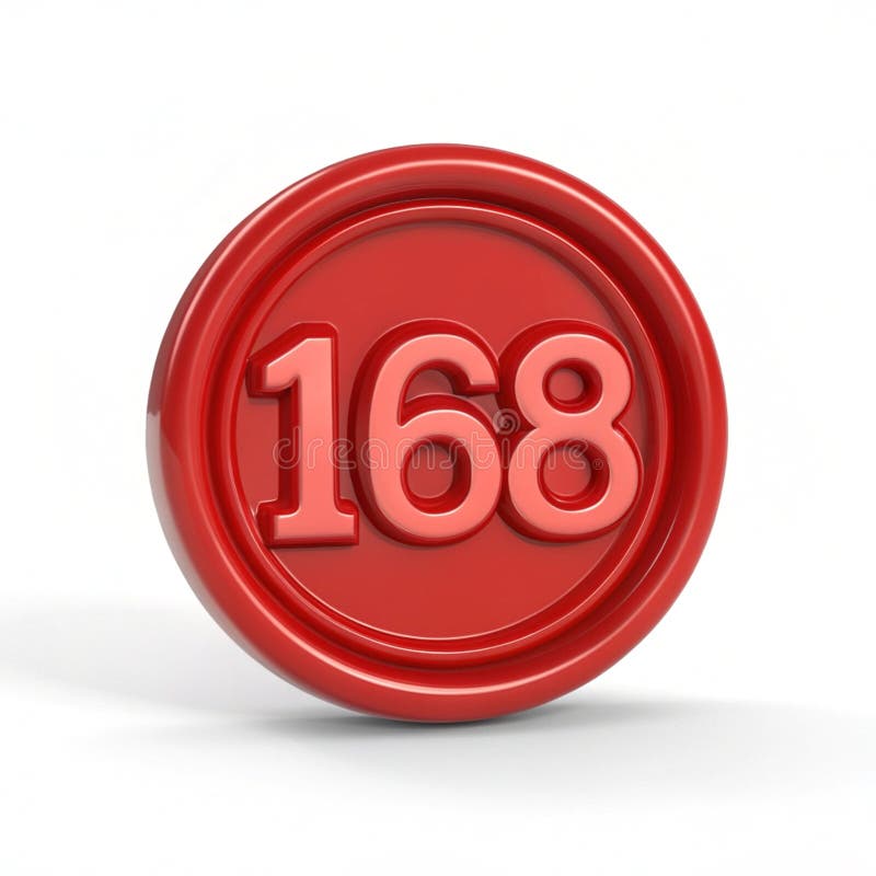 Red Circle Text Label 3D Render on White Background Stock Illustration ...