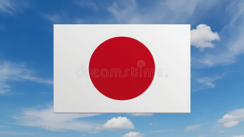 Red Circle on a White Background with a Blue Sky in the Background. the ...