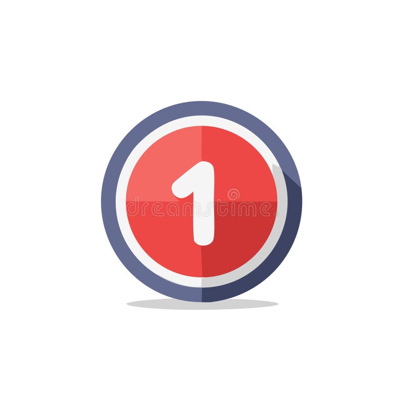 Red Circle with White Number One Icon Simple Flat Design Stock ...