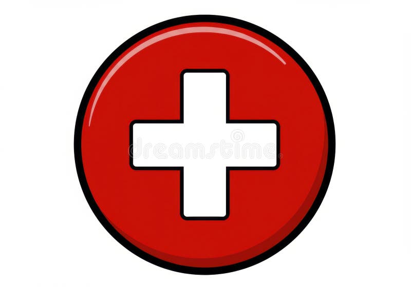 White Plus Icon on Blue Circle 3d Illustration Stock Illustration ...