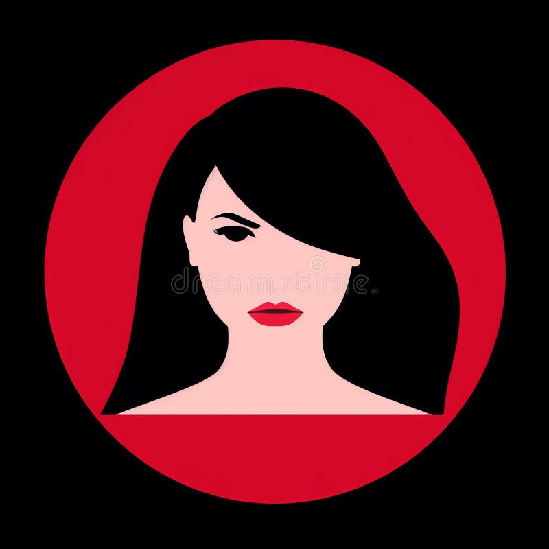 A Red Circle with a Womans Face in it Stock Illustration - Illustration ...
