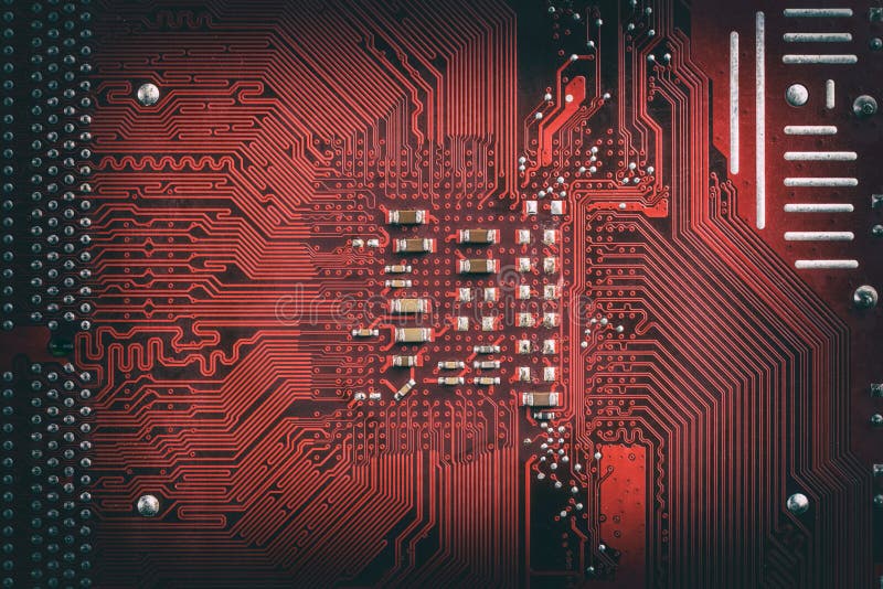 Red circuit board stock image. Image of electricity, chip - 85694947