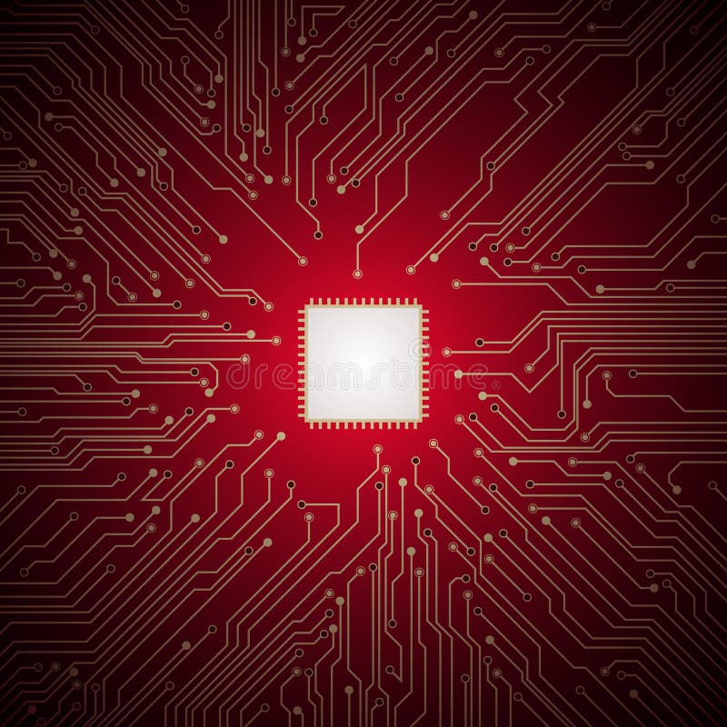 Red Circuit Board with Processor Stock Vector - Illustration of high ...