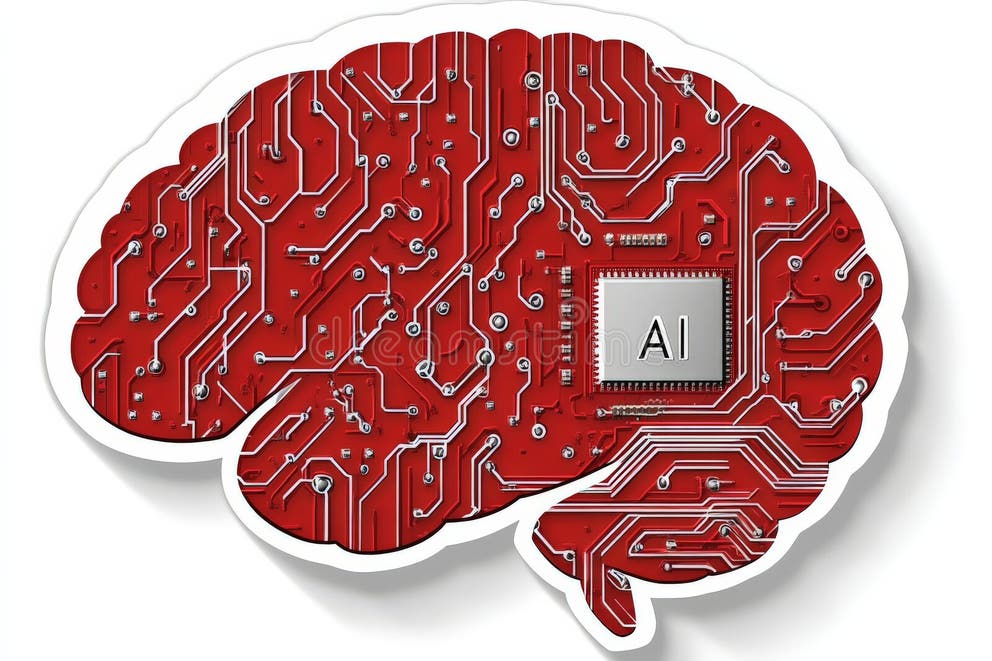 Red Circuitry Inspired Brain Design Emphasizing Artificial Intelligence Neural Networks Advanced ...