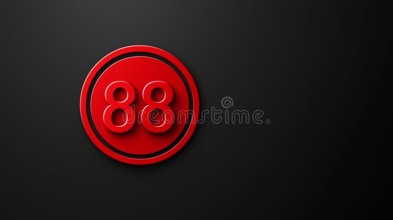 Red Circular Badge with Number Eighty-Eight on Dark Background Stock ...