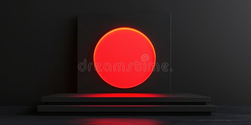 Red Circular Light Installation on Dark Background with Minimalist ...