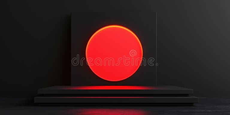 Red Circular Light Installation on Dark Background with Minimalist ...