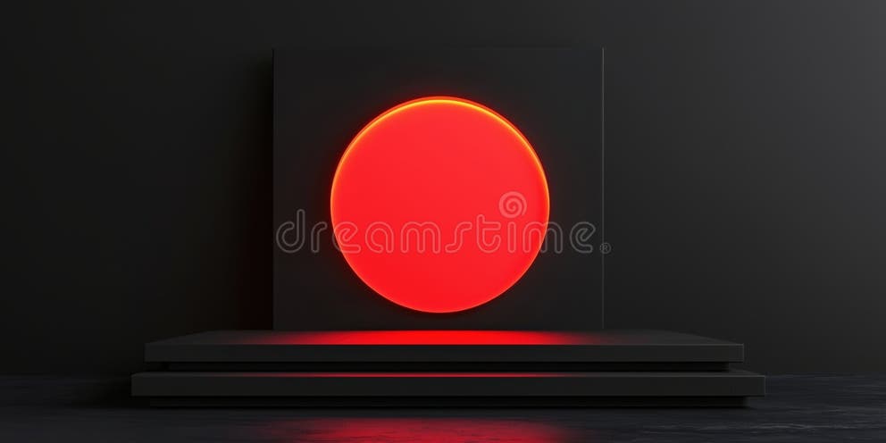 Red Circular Light Installation on Dark Background with Minimalist ...