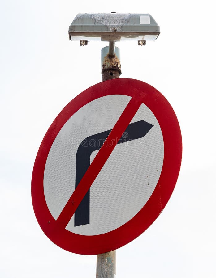 Red Circular No Right Turn Sign Birkenhead Wirral August 2019 Stock ...
